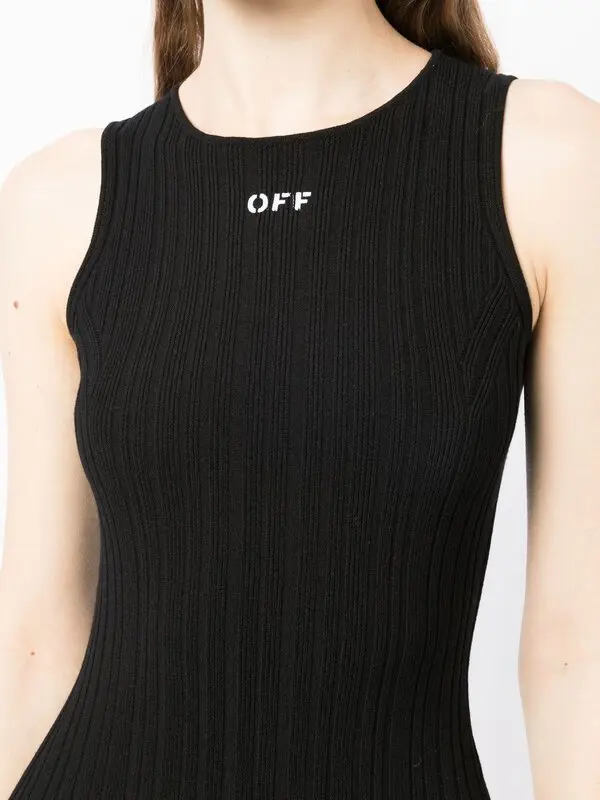 Off-White Logo-print Ribbed Knit Midi Dress