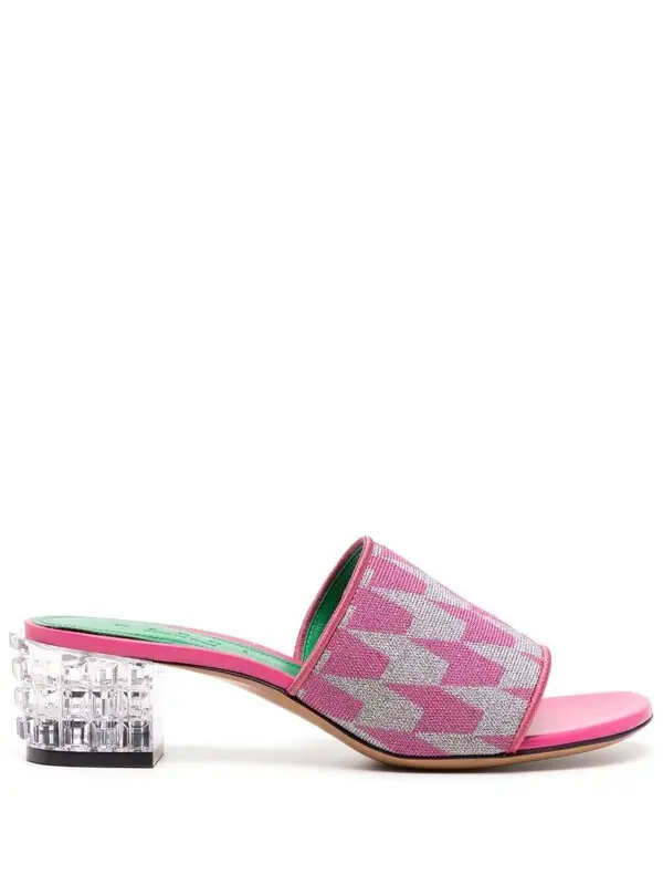 Marni Crystal-heel Patterned Sandals - Pink