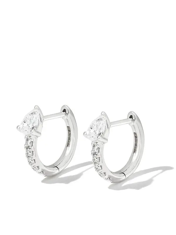 ANITA KO 18kt White Gold Diamond Hoop Earrings - Silver
