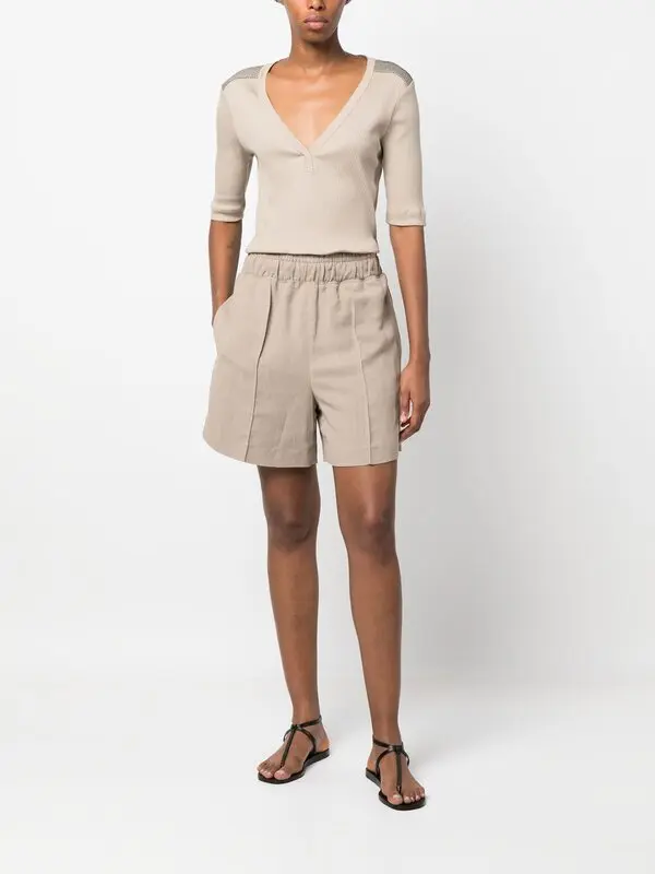 Brunello Cucinelli Ribbed V-neck T-shirt