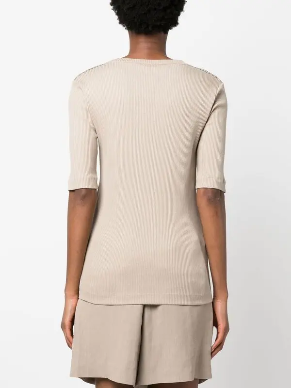 Brunello Cucinelli Ribbed V-neck T-shirt
