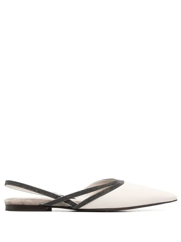 Brunello Cucinelli Slingback Pointed-toe Shoes - White