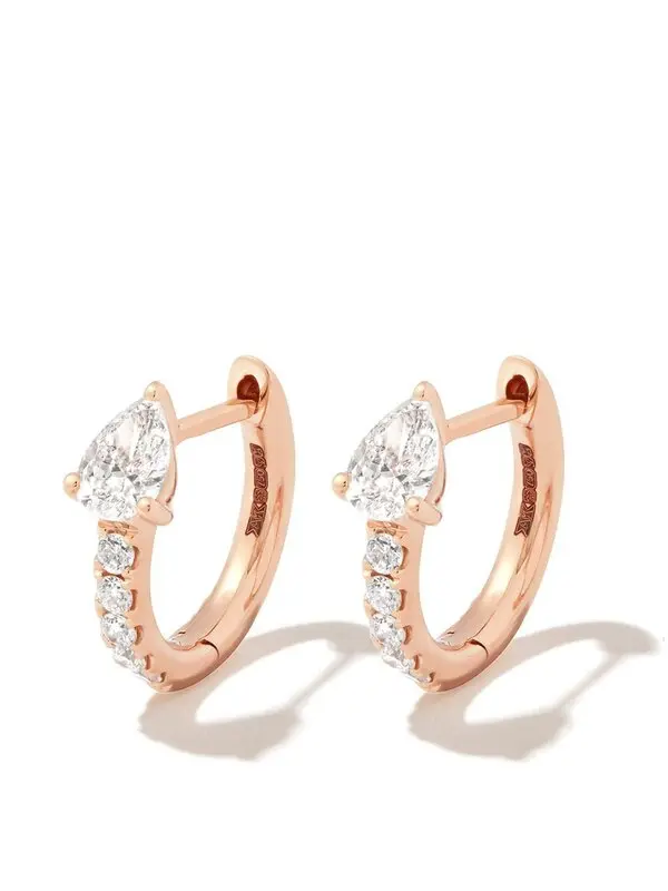 ANITA KO 18kt Rose Gold Diamond Hoop Earrings - Pink