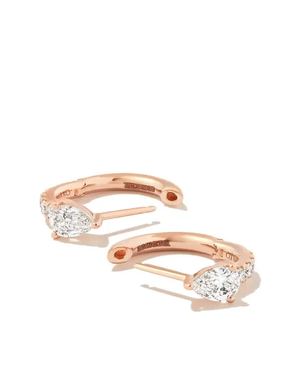 ANITA KO 18kt Rose Gold Diamond Hoop Earrings - Pink