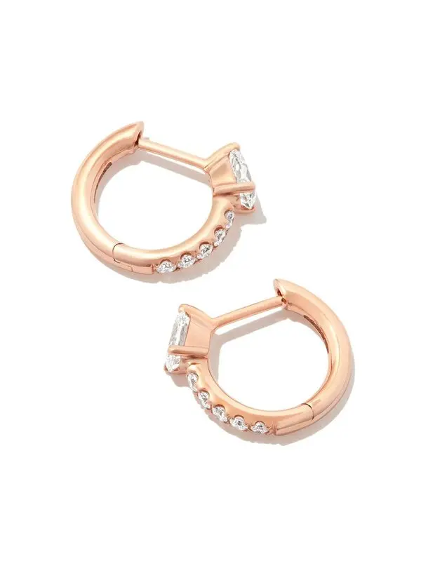 ANITA KO 18kt Rose Gold Diamond Hoop Earrings - Pink