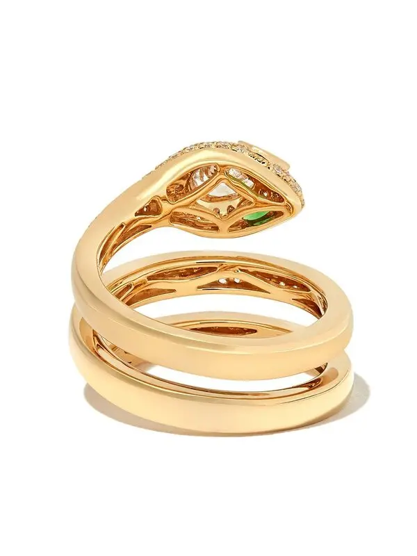 ANITA KO 18kt Yellow Diamond And Emerald Snake Ring