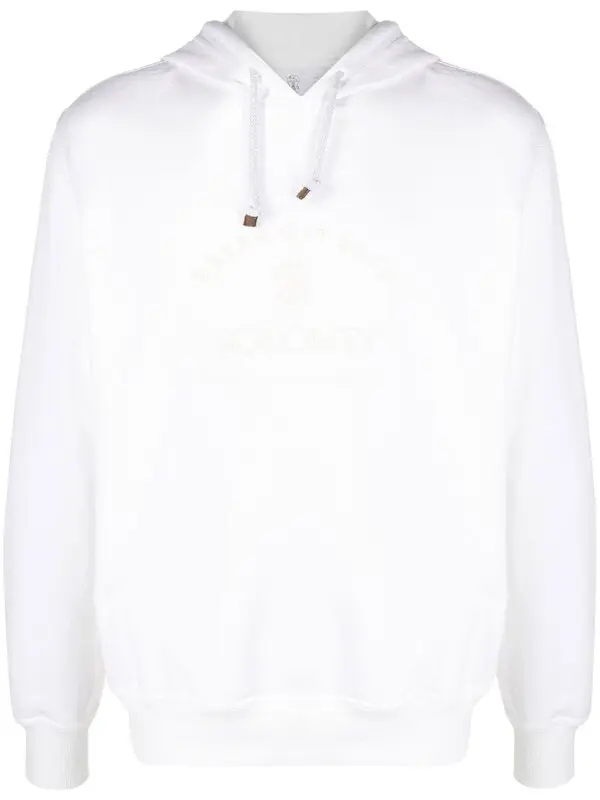 Brunello Cucinelli Logo-embroidered Hoodie - White