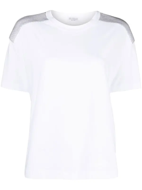 Brunello Cucinelli Bead-trim Short-sleeve T-shirt - White
