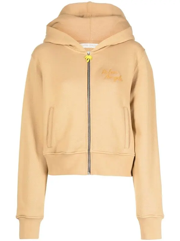 Palm Angels Embroidered Logo Zip-up Hoodie