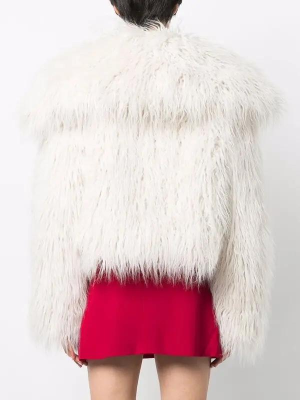Ami Faux-Fur Cropped Jacket In White - 43% Off | Editorialist