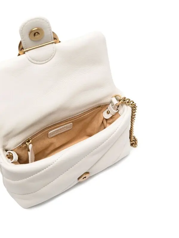 Pinko Love Baby Puff Leather Crossbody Bag - White