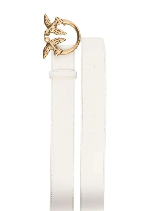 Pinko Love Bird Leather Belt - White