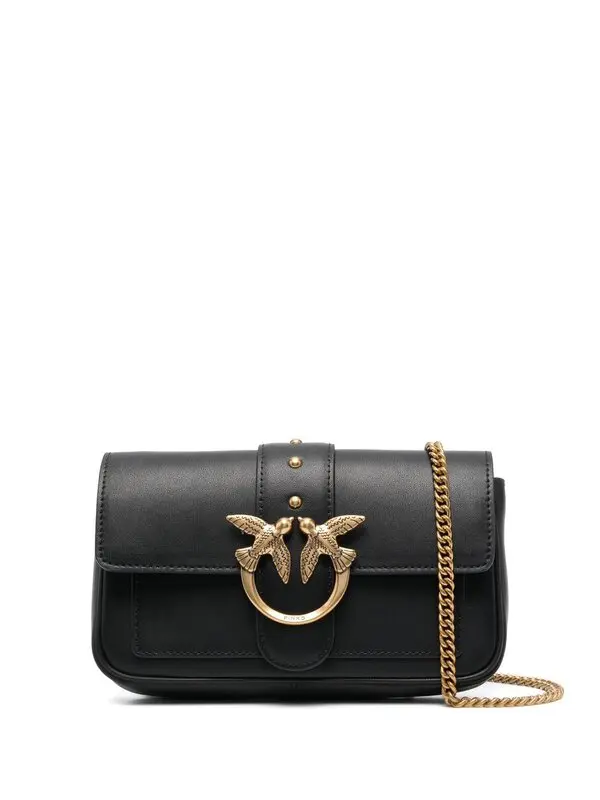 Pinko Love One Pocket Leather Crossbody Bag - Black