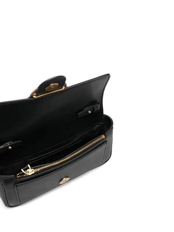 Pinko Love One Pocket Leather Crossbody Bag - Black