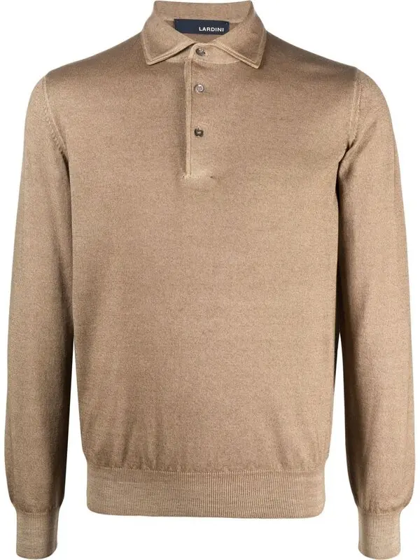 LARDINI Long-sleeve Polo Shirt - Neutrals