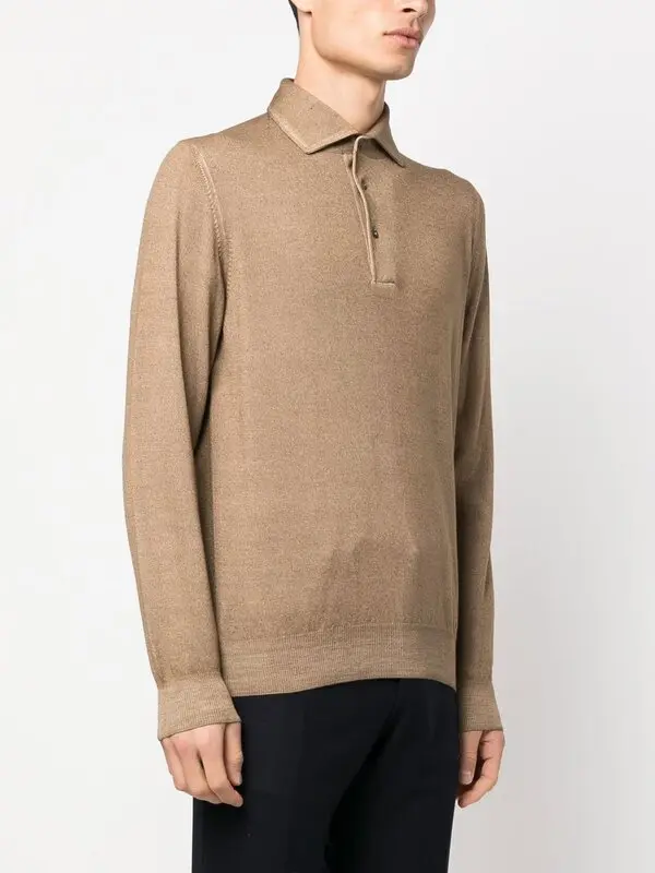 LARDINI Long-sleeve Polo Shirt - Neutrals