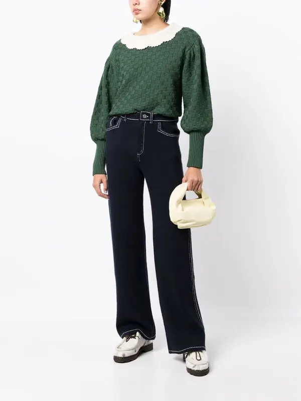 BARRIE High-rise Wide-leg Trousers - Blue