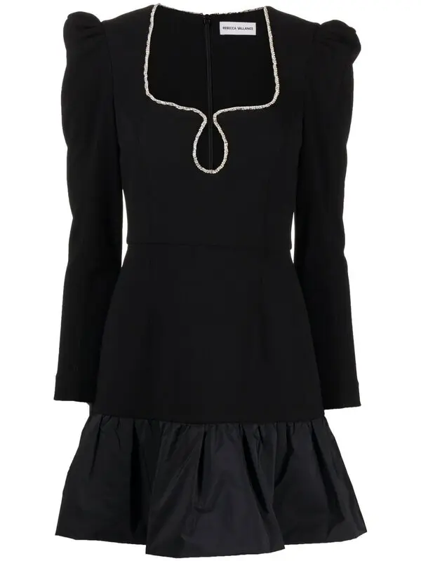 Rebecca Vallance Embellished Square Neck Mini Dress - Black