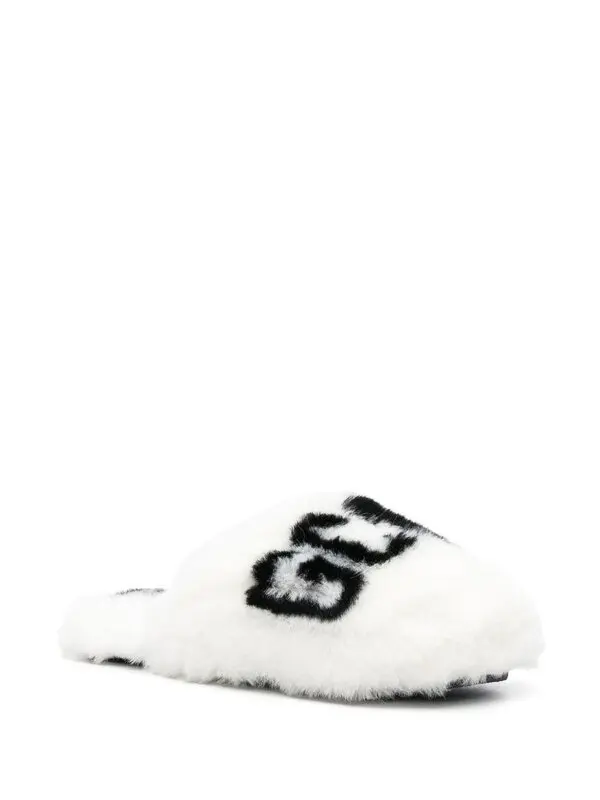 Gcds Logo-print Faux-fur Slippers