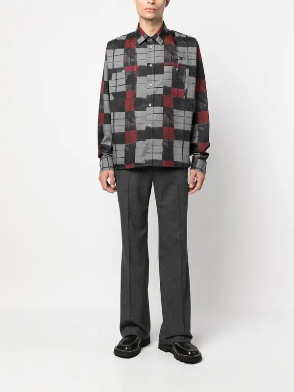 4SDESIGNS Checked Pattern Long Sleeved Shirt