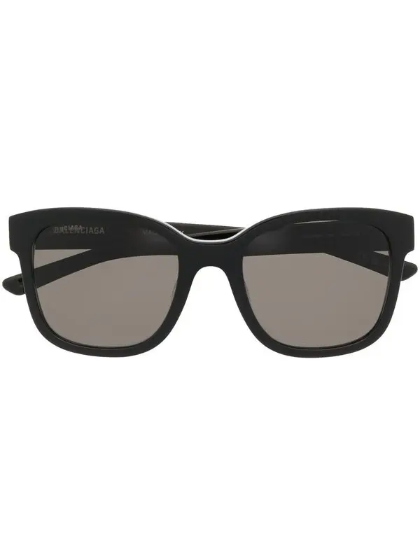 Balenciaga Logo Square Frame Sunglasses - Black