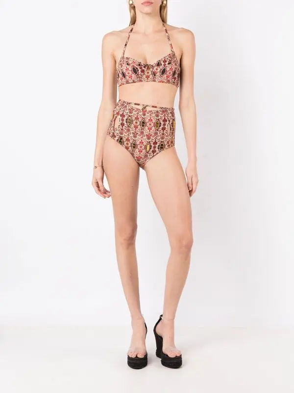 AMIR SLAMA Floral-print Halterneck Bikini