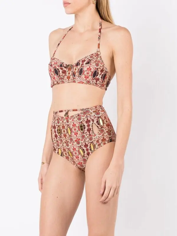 AMIR SLAMA Floral-print Halterneck Bikini