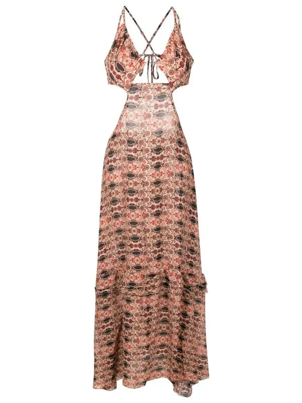 AMIR SLAMA Floral-print Halterneck Maxi Dress
