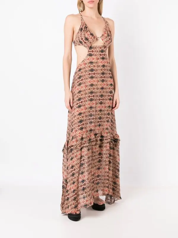 AMIR SLAMA Floral-print Halterneck Maxi Dress