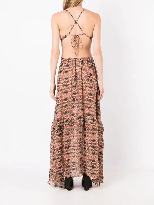 AMIR SLAMA Floral-print Halterneck Maxi Dress