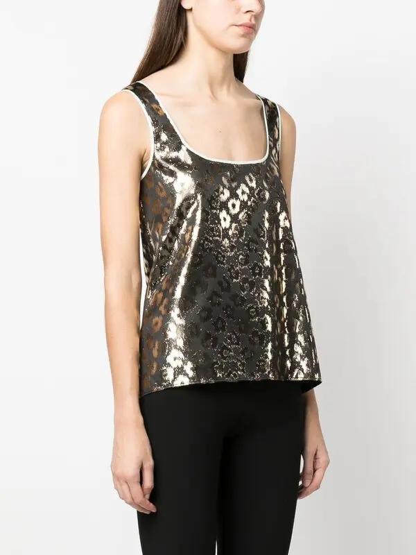 La DoubleJ Twirl Leopard Print Top - Black