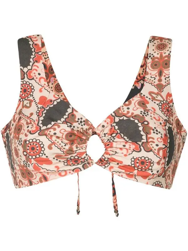 AMIR SLAMA Floral-print Cropped Top