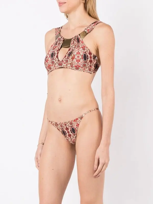 AMIR SLAMA Floral-print Cut-out Bikini