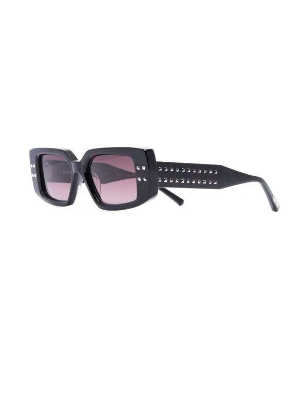 Valentino Garavani Rockstud Rectangle-frame Sunglasses - Black