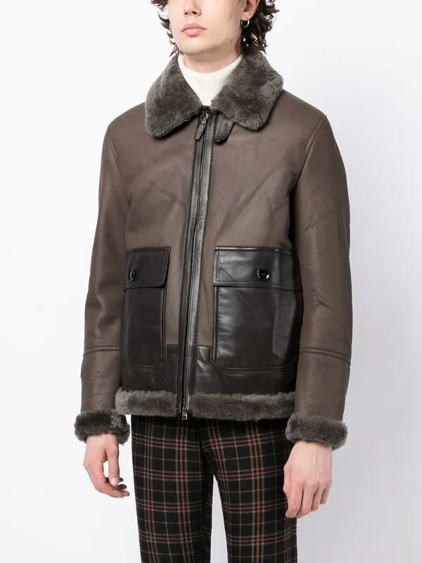 Brioni Shearling Panelled Lambskin Jacket