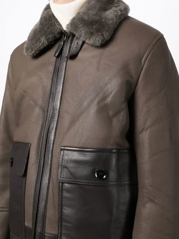 Brioni Shearling Panelled Lambskin Jacket