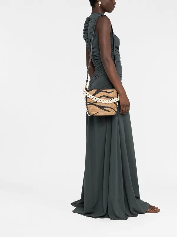 Stella McCartney Tiger Jacquard Raffia Bucket Bag - Neutrals