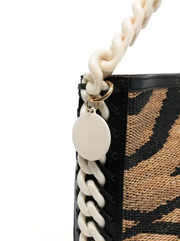 Stella McCartney Tiger Jacquard Raffia Bucket Bag - Neutrals