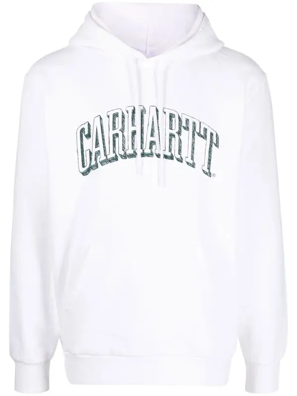 Carhartt Work In Progress Logo Print Drawstring Hoodie