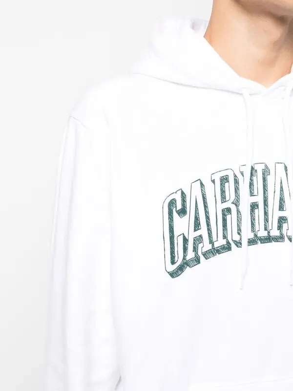 Carhartt Work In Progress Logo Print Drawstring Hoodie