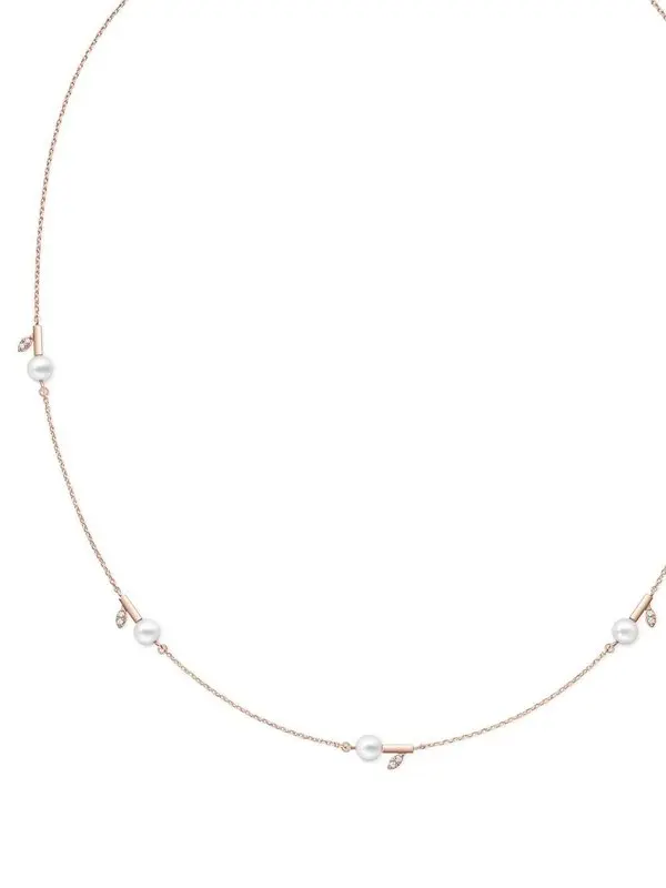 TASAKI 18kt Rose Gold Kugel Pearl And Diamond Necklace