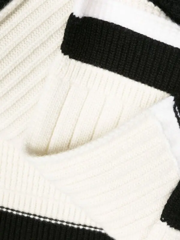 BARRIE Stripe-print Knit Scarf - White