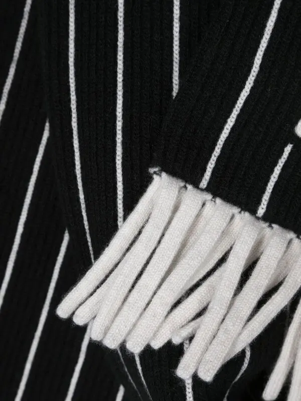 BARRIE Stripe-print Logo-crest Scarf - Black