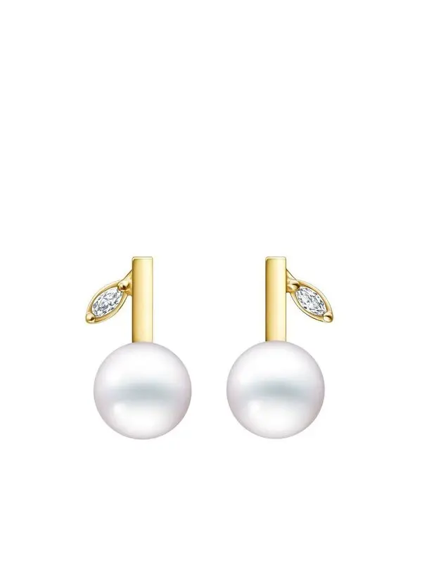 TASAKI 18kt Yellow Pearl And Diamond Earrings - Gold