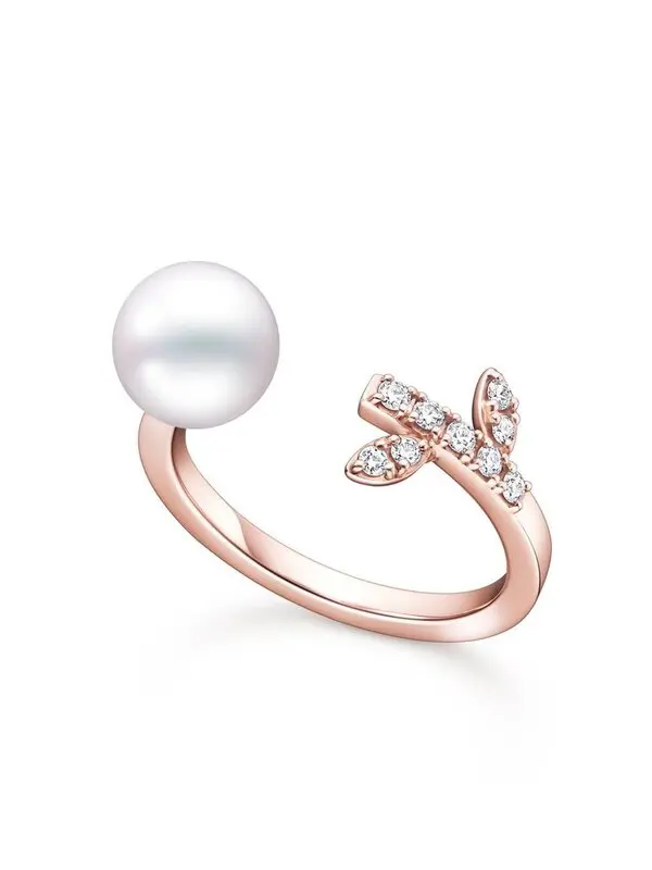 TASAKI 18kt Rose Gold Akoya Pearl And Diamond Ring - Pink