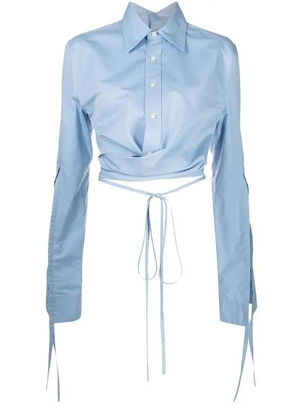 Monse Cropped Wrap-front Shirt