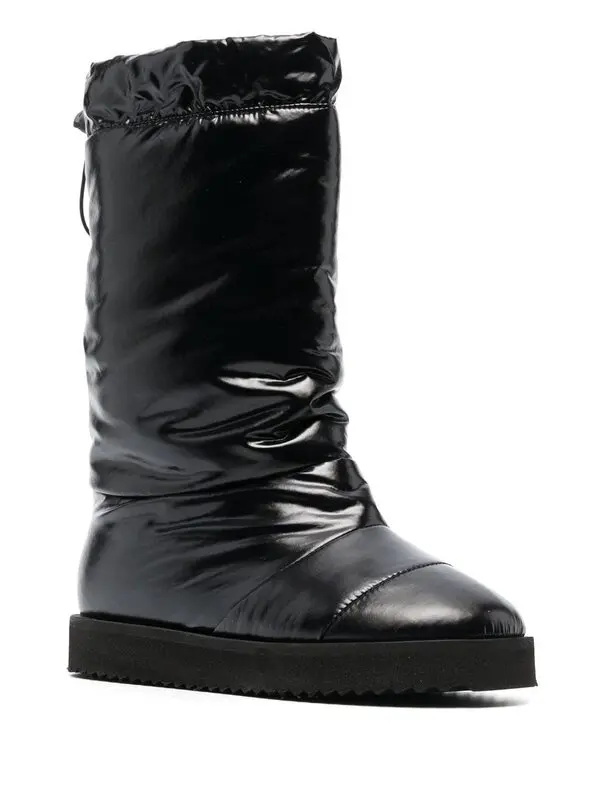GIABORGHINI Patent Knee-high Boots - Black