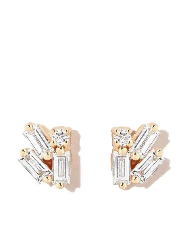 SUZANNE KALAN 18kt Yellow Bold Cluster Diamond Stud Earrings - Gold