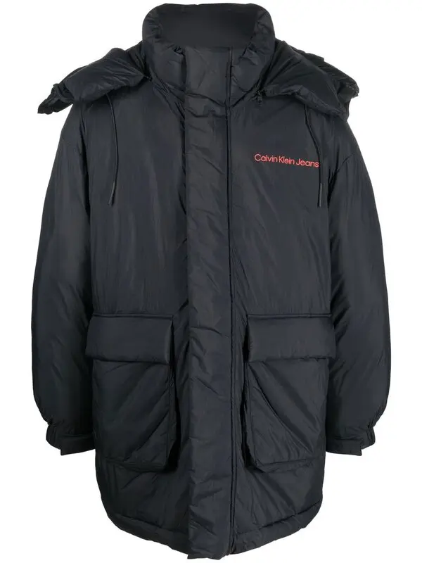 Calvin Klein Logo Print Hooded Parka