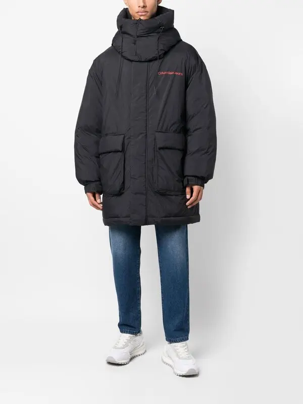 Calvin Klein Logo Print Hooded Parka